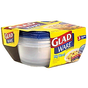 GladWare Big Bowl Containers with Lids, Round Size, 6 Cups 3 containers