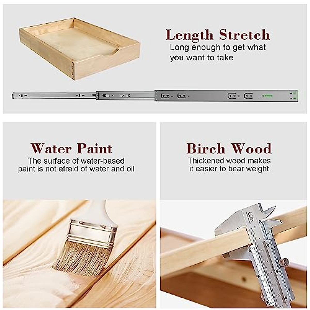 ALINE FURNITURE Pull Out Drawers for Cabinets Wood, 29" W X 21" D Slide Out Drawers for Kitchen Cabinets, Pull Out Shelves, Roll Out Drawers for Pantry Cabinet Organizer