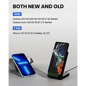 Wireless Charger, Wireless Phone Charger Samsung S22/S21/S20/S10/S9 +/Ultra, Note 20/10/9 Wireless Charging Stand for iPhone 14/13/12 Pro Max/Pro/Mini, SE 11 X XR XS MAX X 8 Plus (Adapter Included)