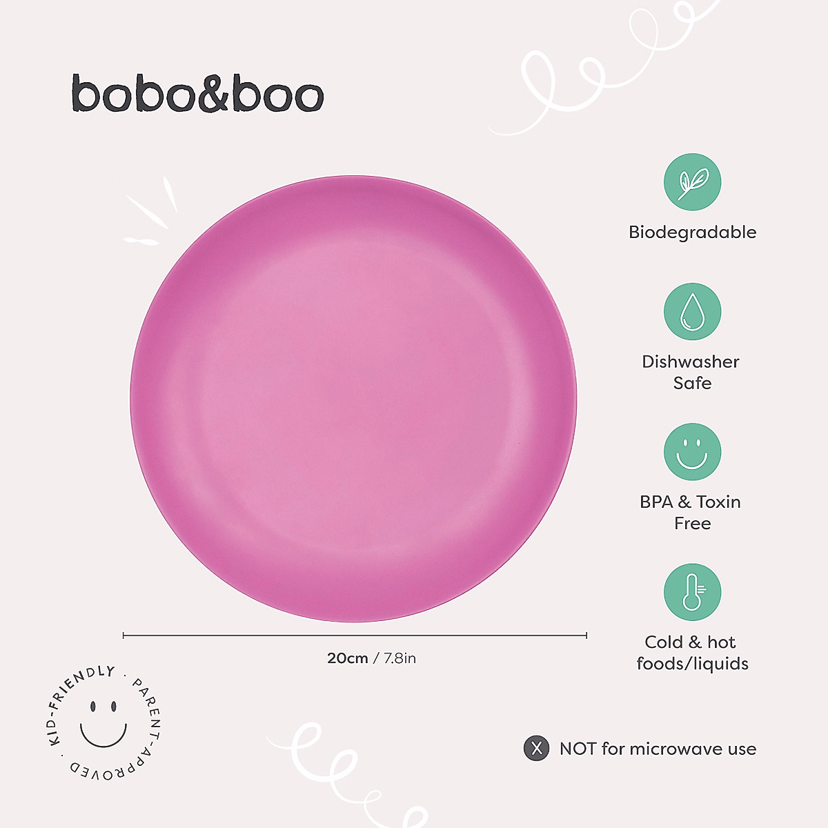 Bobo&Boo Bamboo Kids Plates (7.8inch), Set of 4 Eco Friendly Toddler Plates :: Non Toxic Children’s Dinnerware for Babies & Big Kids :: Mix and Match :: Great Gift for Baby Showers & Birthdays, Sunset