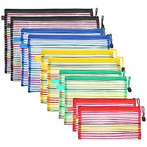 HESTYA 10 Pcs Mesh Bags with Zipper Cosmetics Mesh Toiletry Bags Travel Small Zipper Pouch Multipurpose Travel Organizer for Offices Supplies Accessories