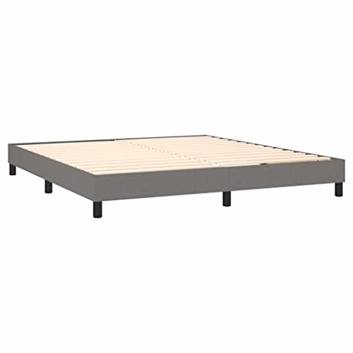 GOLINPEILO King Size Box Spring Bed with Mattress Set, Included 1 x Bed Frame/1 x Headboard with Ears/1 x Mattress/1 x Mattress Topper, Dark Gray 76"x79.9" Fabric with Black Legs (Style D)