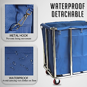 Kenpiko Commercial Laundry Cart with Wheels Heavy Duty Rolling Laundry Cart Large Laundry Baskets on Wheels with Stainless Steel Frame, 11.35 Bushel, 330LBS Load, 10 Tubes