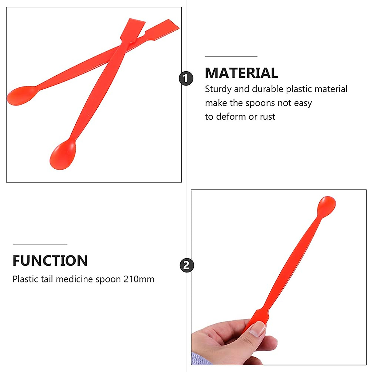 Scicalife 15pcs Plastic Lab Spoon Spatula Micro Double Ended Long Laboratory Sampling Spoon Mixing Spatula for Medicine Powders Gel Cap Filler Capsule Filler 210mm