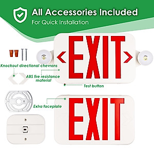 GRUENLICH LED Exit Sign Combo with Emergency Lights, Adjustable Heads and Double Sided, Battery Backup, UL 924 Qualified, AC 120-277V, Commercial Emergency Exit Light for Business- 1 Pack