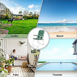 Outvita Webbed Lawn Chairs Set of 2, Foldable Alloy Steel Patio Chairs Stable Frame Outdoor Chair for Camping, Fishing, Beach, Poolside, Backyard and BBQ (Green&Khaki)