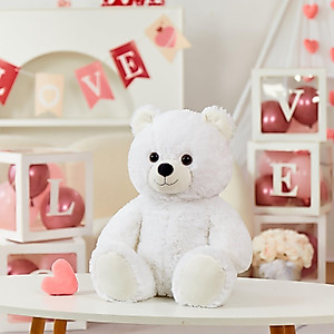 Tezituor White Teddy Bear Stuffed Animal, Cute 18 inch Stuffed Teddy Bear for Girlfriend Kids, Soft Plush Bear Stuffed Animal Valentine's Christmas Birthday Gifts