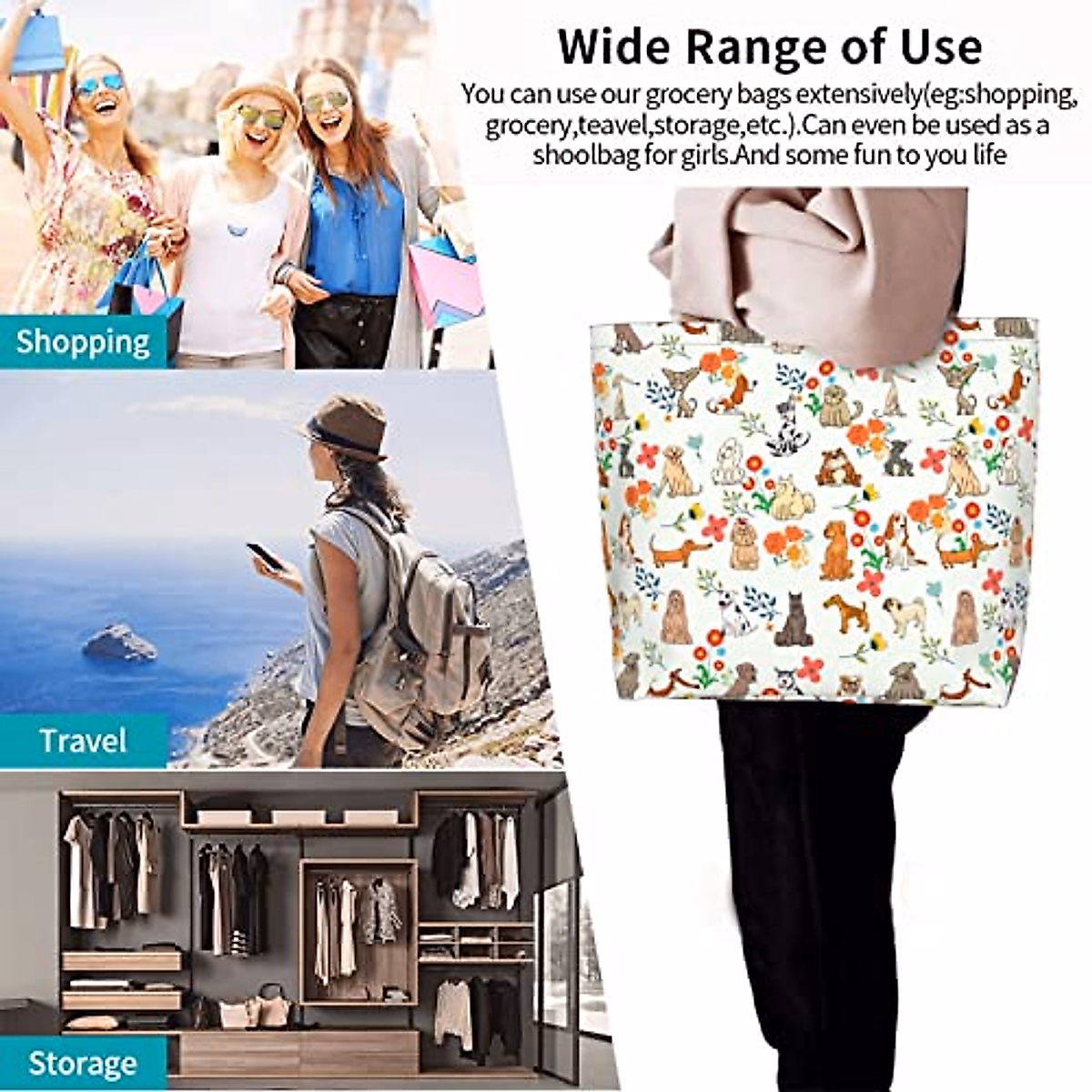 IJQRVJ Zombie Canvas Tote Bag Large Women Casual Shoulder Bag Handbag,Dead Man Walking in Dark Halloween Picture,Reusable Multipurpose Shopping Grocery Bag for Outdoors,Red