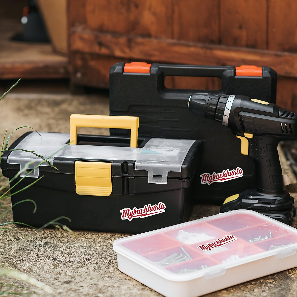 OCQOTAT My Back Hurts Stickers - Red Stickers Decals 3x1.4 Inches 5 Pcs For Hard Hat, Hat Box, Tool Box, Water Bottles, Welding Helmet, Laptop Box, Mechanic Stickers, Warning Stickers