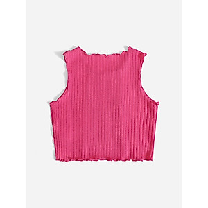 SOLY HUX Girls Colorblock & Floral Print Ribbed Knit Tank Top Cute Clothes Fashion 2023 White and Pink 9Y