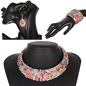 K-toobeely 3pcs Colorful Stone Rhinestone Collar Gold Metal Necklace Sets For Women Bib Choker Collars Necklaces Jewelry Accessories