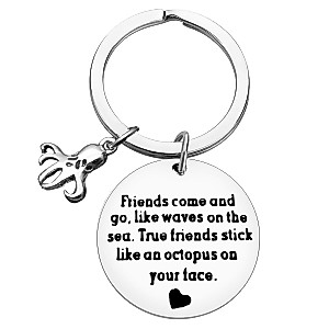 Dabihu Friendship Keychain Best Friend Gift True Friends Stick Like An Octopus On Your Face Keyring Long Distance Friendship Keychain Gift Funny Friendship Gift Graduation Jewelry Gift Classmate Gift