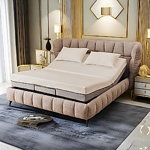King Size Adjustable Metal Bed Frame with Head and Foot Incline, Zero Gravity, Ergonomic Electric Adjustable Bed Base with Wireless Remote Control and Quiet Motor, Smart Bed, Quick Assembly (King)
