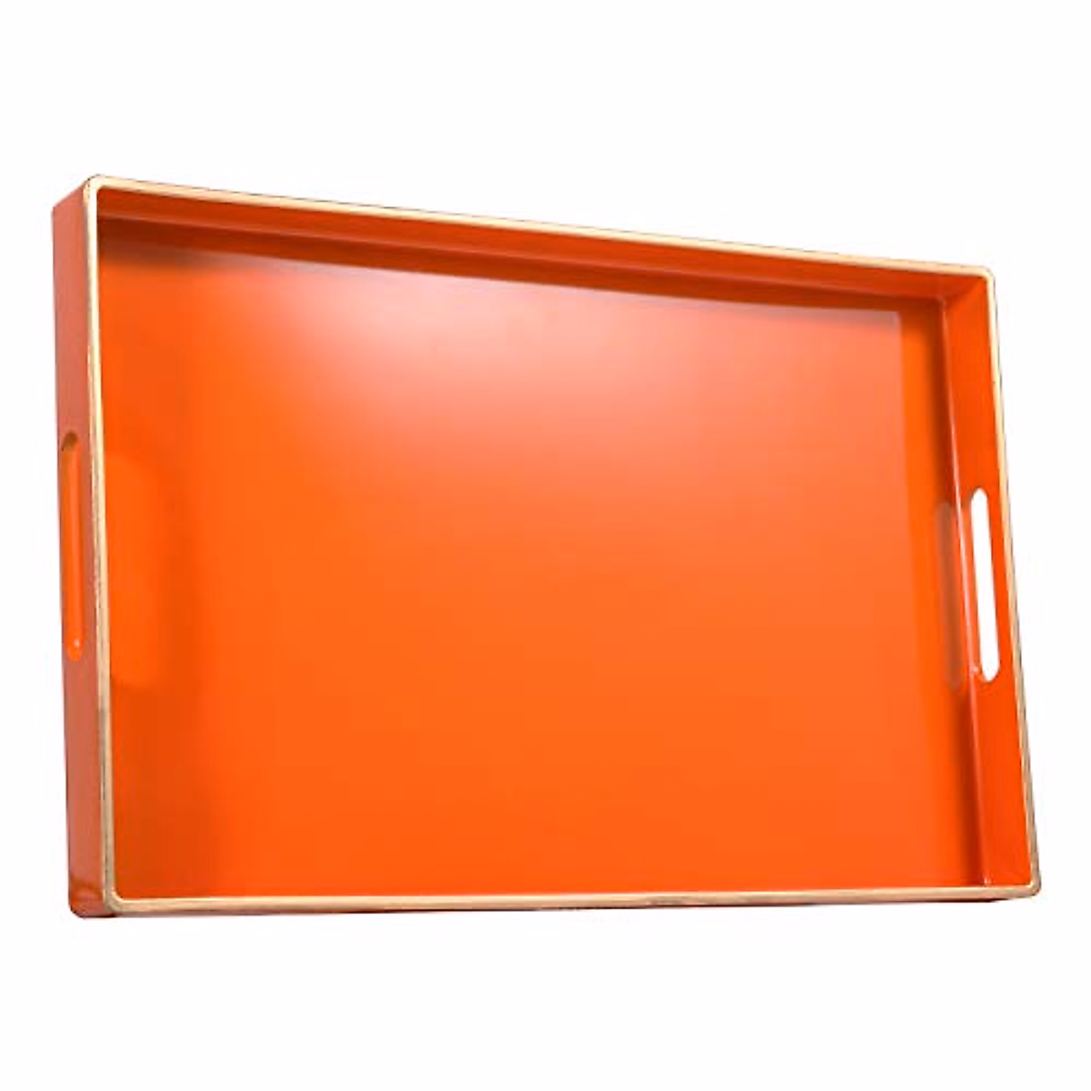 Zosenley Decorative Tray, Rectangular Plastic Tray with Handles, Modern Vanity Tray and Serving Tray for Bathroom, Kitchen, Ottoman and Coffee Table, 15.6” x 10.2”, Orange