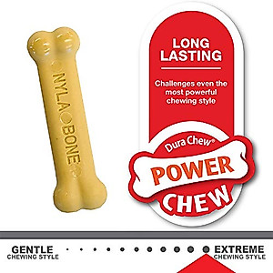 Nylabone Classic Puppy Chew Toy Twin Pack - Puppy Chew Toys for Teething - Puppy Supplies - Chicken & Peanut Butter Flavor, X-Small/Petite (2 Count)
