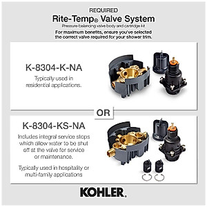 Kohler K-TS24617-4-CP Tempered Valve Trim, Polished Chrome