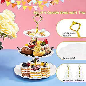 Supernal 3 Tier Plastic Cupcake Stand, 3 Pack White Cupcake Holder, Plastic Cake Stands,Cupcake Tower Display, Dessert Cupcake Pastry Candy Display for Wedding, Event, Baby Shower, Birthday Party