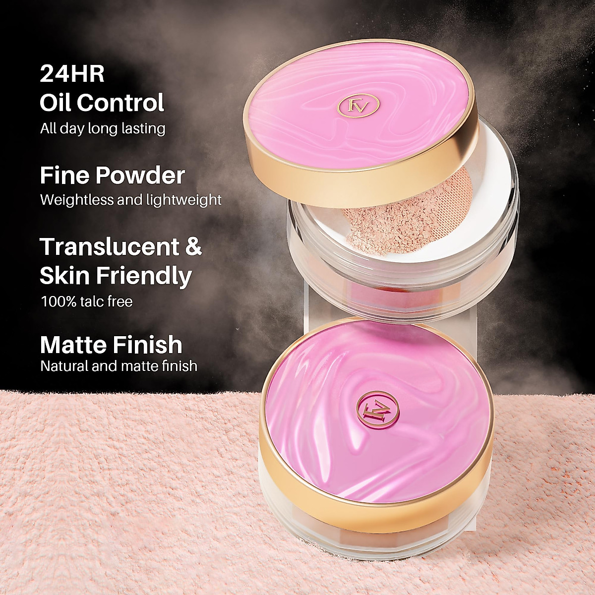 FV Translucent Loose Face Powder, Long Lasting & Lightweight Setting Powder with Matte Finish, Fine Powder for Natural Look, Minimizing Pores and Fine Lines Baking Powder 0.35oz (10g)