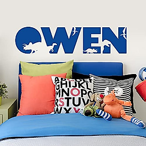 Dinosaur Custom Name Vinyl Wall Decal Sticker Art for Boys and Girls, Dino Theme Bedroom and Nursery Room Decor for Kids