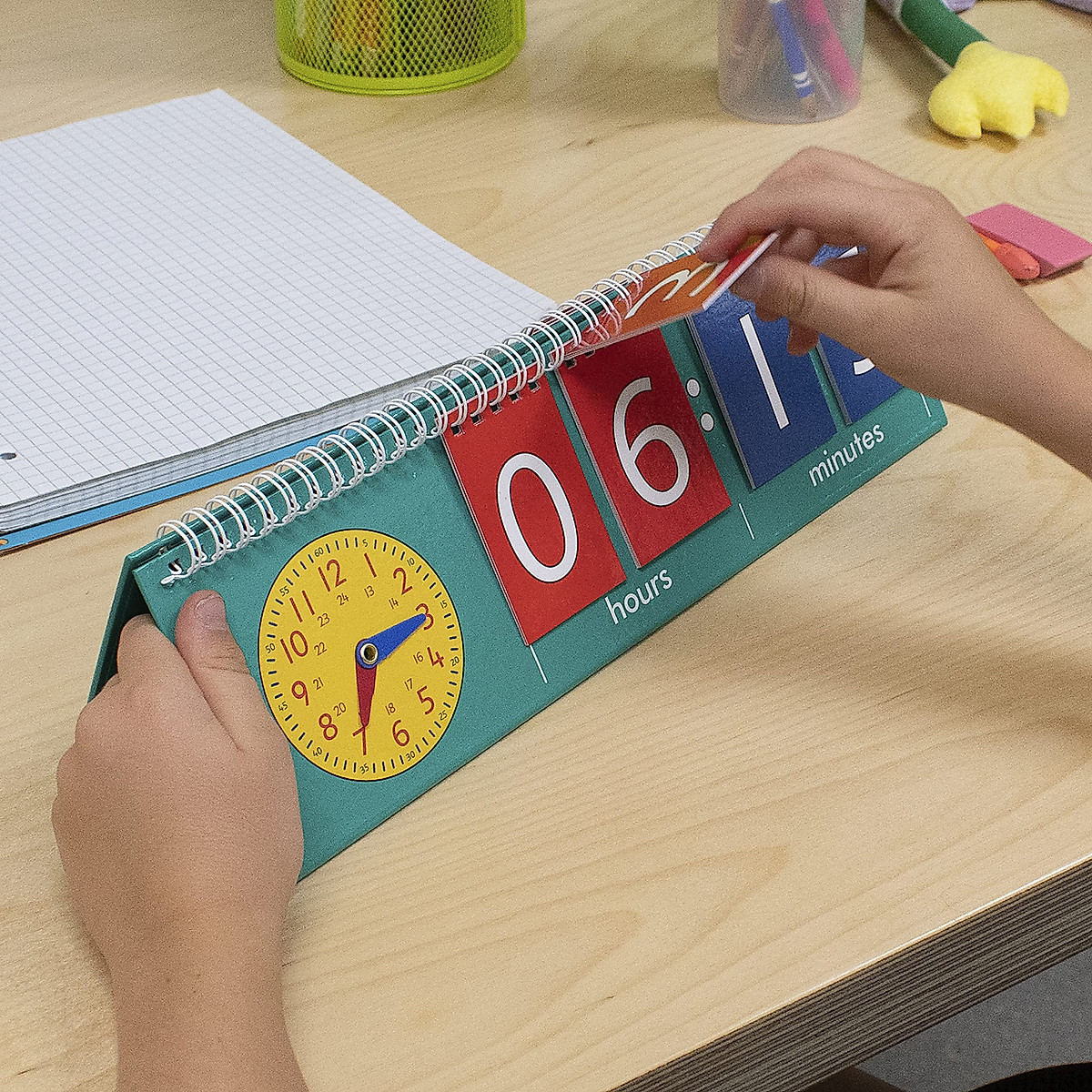 edxeducation Time Flip Chart - Teaching Clock for Kids - Learn to Tell Time with Analog and Digital Clocks