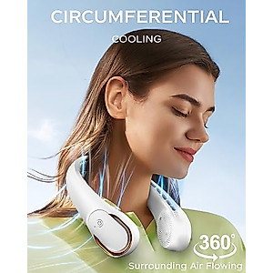 Neck Fan, Portable Fan around Neck, 4000 mAh Battery Operated Wearable Personal Fan with USB Rechargeable, 3 Wind Speed, Fast Cooling, Ultra Quiet, Bladeless, Headphone Design for Travel, Men Women