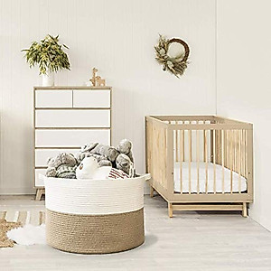 INDRESSME Large Jute Basket (Set of 2)- XXXL Large Cotton Rope Basket and Large Blanket Basket