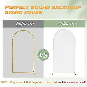 ZpigToor Spandex Fitted Arch Backdrop Cover Chiara Backdrop Cover,2-Sided Wedding Arch Cover for Wedding Ceremony Birthday Party Baby Shower Banquet Decoration (4 x 7.2 ft, White)