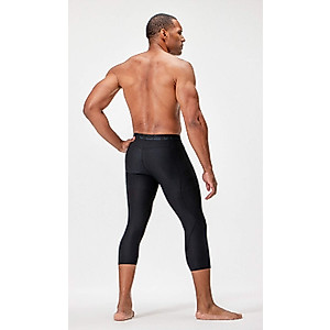 DEVOPS 2 Pack Men's 3/4 Compression Pants Athletic Leggings (X-Large, Black/Navy)