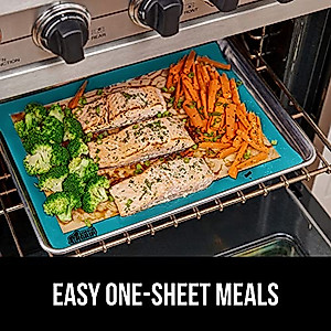 Gorilla Grip Non Stick Silicone Baking Mat Sheet, 2 Pack, Reusable Cookie Sheets Liner, Heat Resistant, No Oil Greasing Needed, Kitchen Oven Essentials, Food Grade and BPA Free, Half Sheet, Turquoise