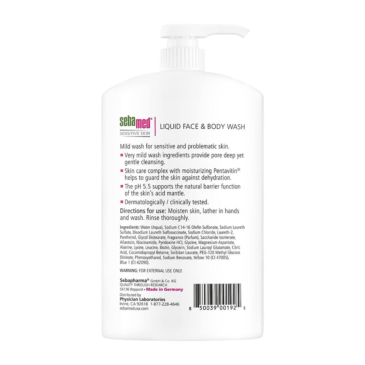 Sebamed Liquid Face and Body Wash for Sensitive Skin, pH 5.5, Mild Gentle Hydrating Cleanser, Hypoallergenic Body Wash for Men and Women, Dermatologist Recommended, 33.8 Fluid Ounces (1 Liter)