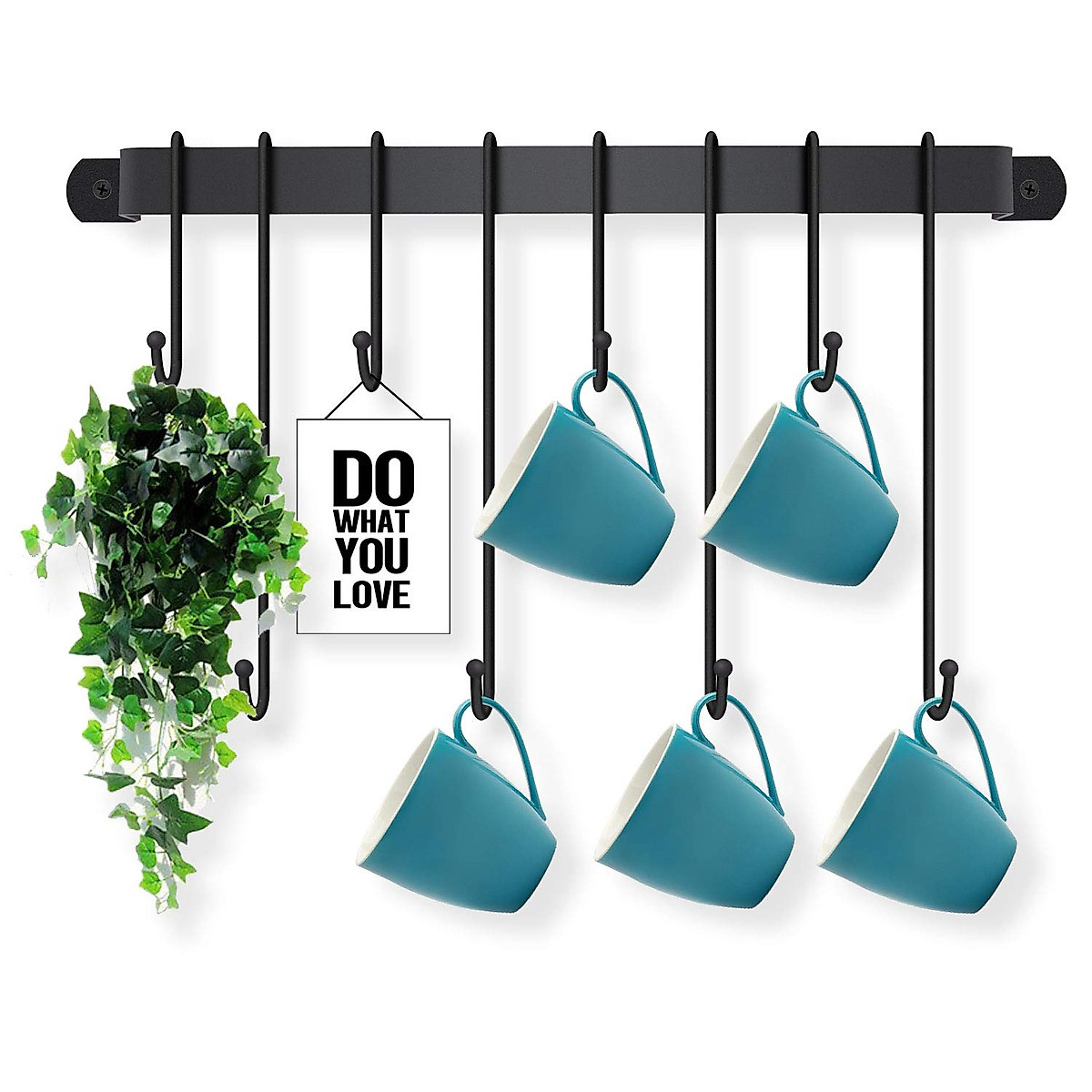 SHUNTU Coffee Cup Holder Wall Mounted - Coffee Cup Rack Mug Hooks in Kitchen Counter or Coffee Bar Station for Mug Display, Storage or Collections, Kitchen Utensils Hanger - Easy to Install