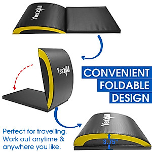 Yes4All Ab Mat Tailbone For Sit Up 15" | Foldable Double Thick Situps Pad I Workout Mat for Abdominal Exercises, Crunches, Push-Ups, Core Training, Lower Back Support, Stretches Ab Muscles
