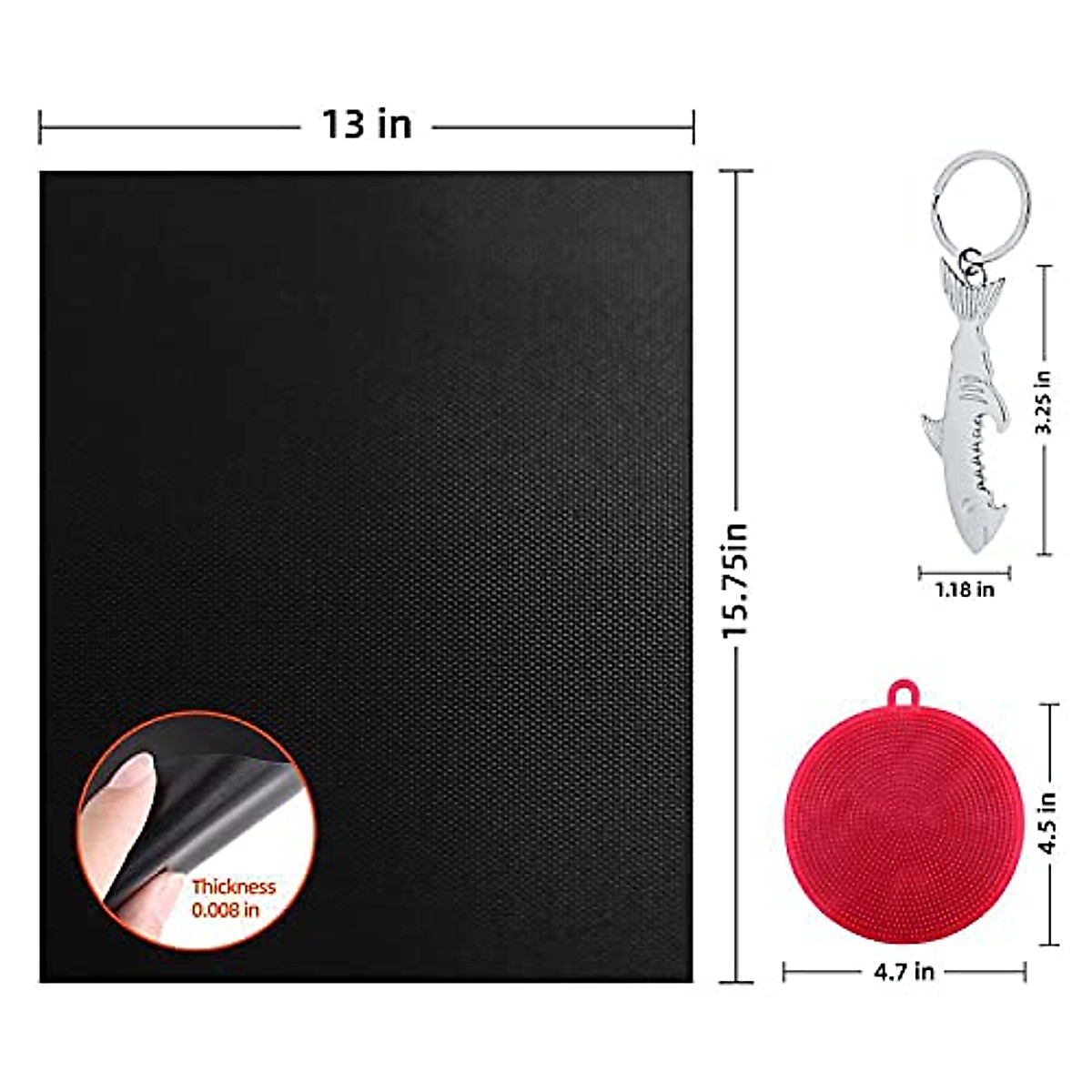 ITZH Grill BBQ Mat 6 Set Heavy Duty, Non-Stick, Heat Resistant and BPA-Free Reusable Grill Mats Supplied with Cleaning Brush and Bottle Opener