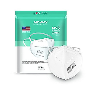 Aidway N95 Respirator - Made in USA - Protection from Dust & Airborne Contaminants - Disposable - 10 Count - White