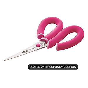 It's Academic Pillow Grip Scissors with Comfortable Handles, Blunt Tip, 8-inch Length, Perfect For Classroom Use, Pink