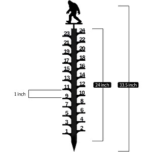 Snow Gauge, 24 Inch Snow Measuring Stick Outdoor, Iron Art Snow Gauge Outdoor, Winter Snowfall Measuring Gauge Metal Snow Measuring Device Yard Decorations (A)