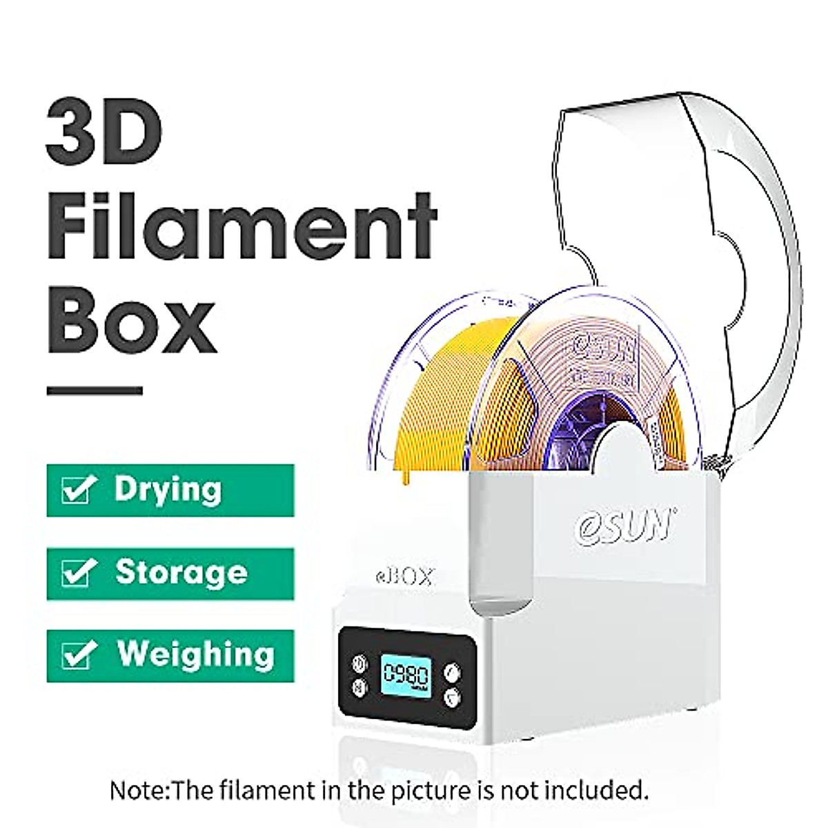 BISOFICE eBOX Lite 3D Printer Filament Dry Box 3D Filament Dryer Storage Box Dehydrator Spool Holder Compatible with 1.75mm 2.85mm 3mm Filament PLA ABS PETG Nylon (Classic)