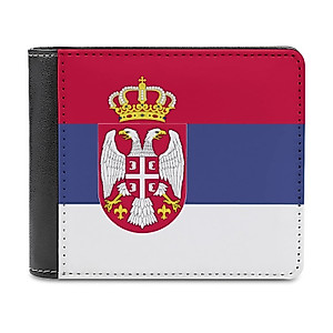 Mens Short Wallet Serbia Flag Bifold Leather Wallets Purse Minimalist Card Holders Coin Purses