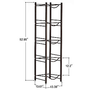 LIANTRAL 5 Gallon Water Jug Holder, 5 Tiers Brown Heavy Duty Water Rack Freestanding, Water Bottle Organizer for Home Office