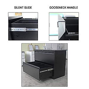 ANRYAGF 2 Drawer File Cabinet with Lock Metal Filing Cabinets for Home Office Black Lateral File Cabinet 2 Drawer Storage Cabinet for Letter/A4/F4 Size Files Anti-tilt 35.43"x 17.72"x 28.39" Vertical