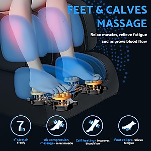 Massage Chair, Zero Gravity Full Body Massage Chair Extra Large Shiatsu Recliner w/ 14 Massage Points, Lumbar & Calf Heating, 20 Auto Modes, Air Compression, Bluetooth Speaker, Touch Screen Controller