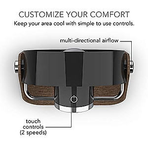 SHARPER IMAGE SBS1-SI Small Personal USB Fan with Soft Blades, 2 Speeds, Touch Control, Quiet Operation, 5V Wall Adapter, 6 ft. Cable, Black