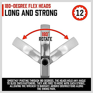 HORUSDY 10-Piece Extra Long Flex-Head Ratcheting Wrench Set - Chrome Vanadium Steel With Metric 8mm - 19mm,With 1/4",3/8",1/2" Socket Drive Adapter