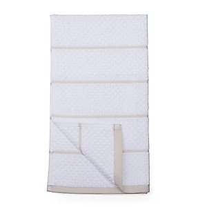 Amazon Basics 100% Cotton Soft & Absorbent, Popcorn Texture Terry Kitchen Cloth, Pack of 4, Beige Stripe, 28"L x 16"W