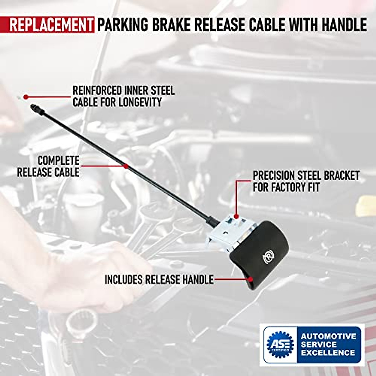Parking Brake Release Cable with Handle - Compatible with GMC, Chevrolet, Cadillac Vehicles - Tahoe, Silverado, Suburban, Sierra, Avalanche, Yukon, Denali, Replaces Part Numbers 15226272 & 924-305
