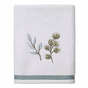 Avanti Linens Ombre Leaves Collection, Embroidered Hand Towel, White