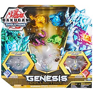 Bakugan Evolutions, Bakugan Genesis Collection Pack, 2 Light Up Bakugan Action Figures, 4 Exclusive Bakugan, 2 Nanogan, 8 Bakugan Cards and 4 BakuCores, Kids Toys for Boys Ages 6 and Up
