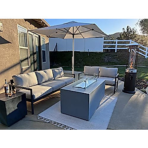 Golden Flame Resort Model Outdoor Propane Patio Heater | 40,000 BTU | Round Spiral-Flame Glass Tube | Anti-Tilt and Safety Shut-Off | Residential and Commercial | Includes Wheels | Matte Mocha Finish