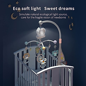 Eners Baby Musical Crib Mobile with Night Lights and Rotation, Rattles, Remote Control,Comfort Toys for Newborn Infant Boys Girls Toddles (Red)