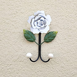 guohanfsh Daily Storage,Clothes Hook Wall-mounted Space-saving Iron Strong Bearing Flower Design Key Hook for Bathroom - Purple B
